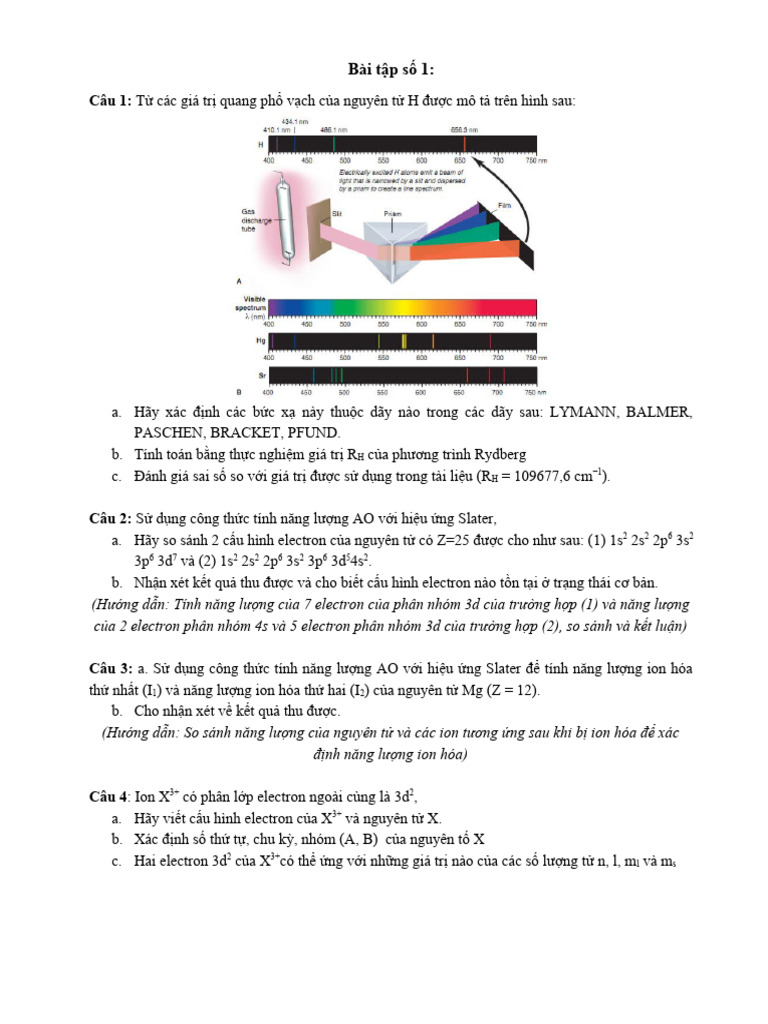 Hoa Hoc PFIEV-23-24-BT So 1 | PDF