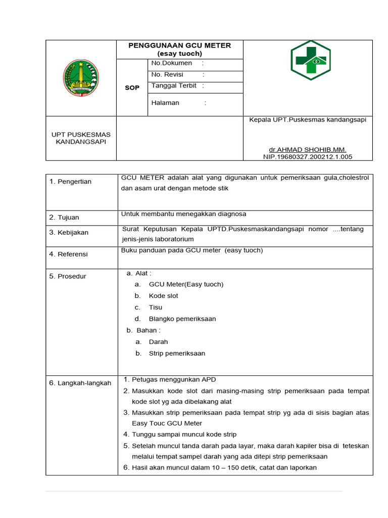 SOP Penggunaan GCU Meter | PDF