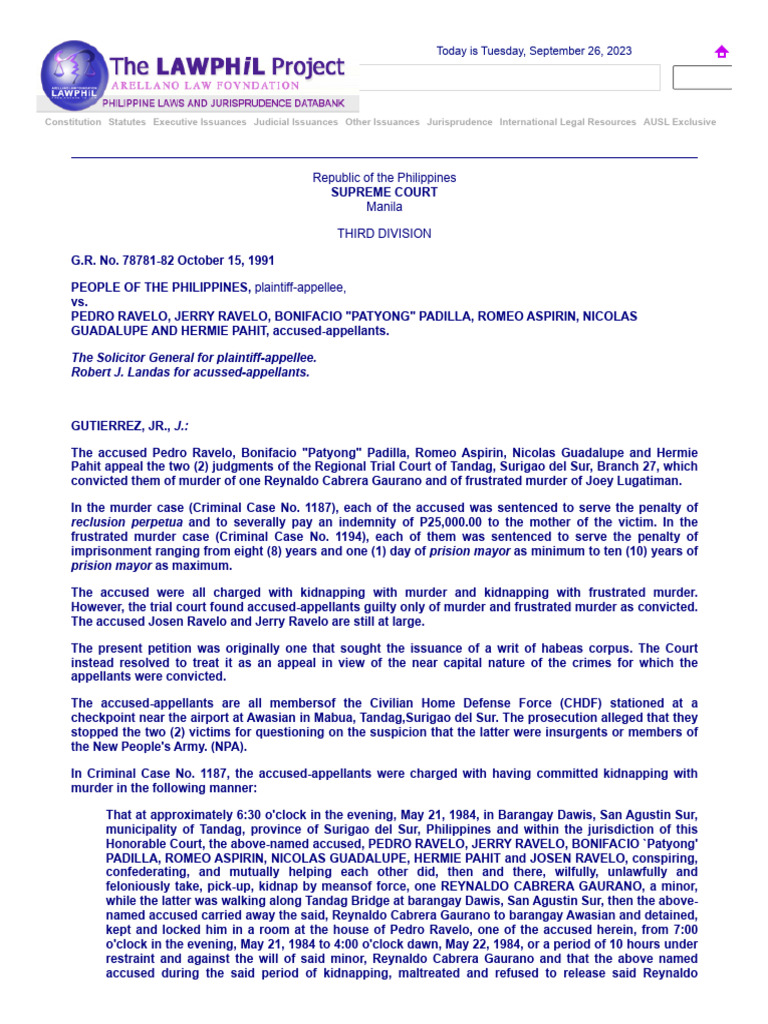 People vs. Ravelo, 202 SCRA 655 | PDF