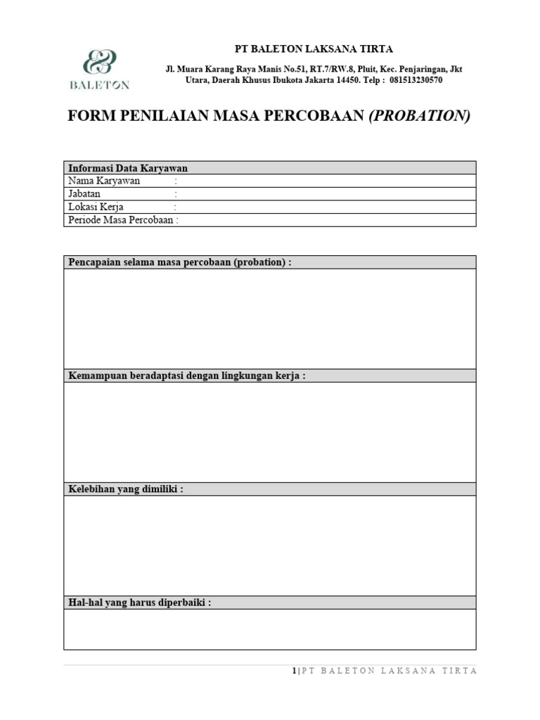 Form Penilaian Masa Percobaan | PDF Form Penilaian Masa Percobaan | PDF