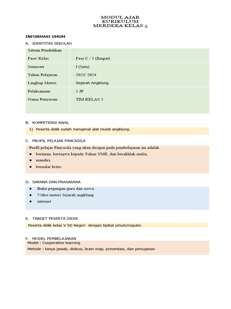 Modul 1 - Angklung | PDF