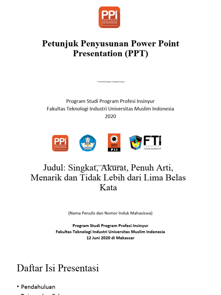 Panduan PPT Kolokium Insinyur UMI | PDF