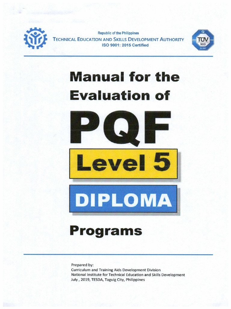 Manual For The Evaluation of PQF Level 5 Diploma Program-2023 | PDF