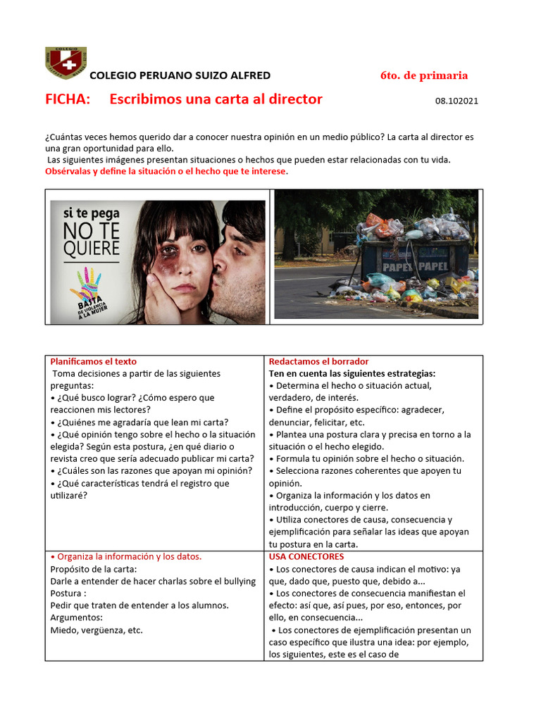 FICHA Escribimos Una Carta Al Director 1 | PDF
