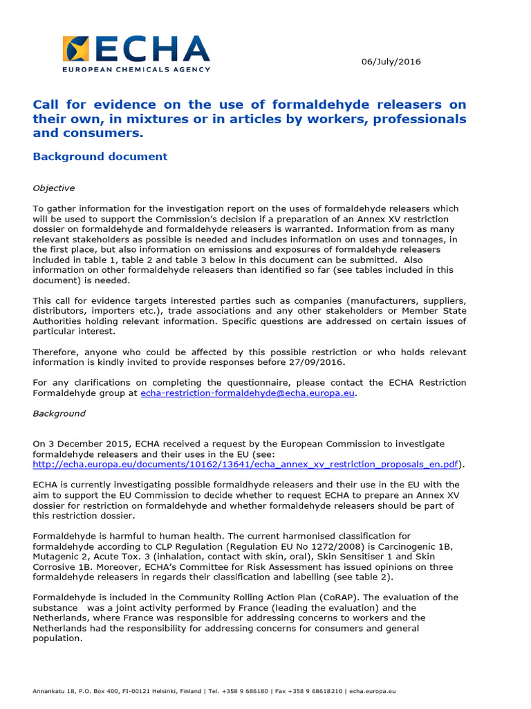 BD Call For Evidence Fa and Releasers Request en | PDF