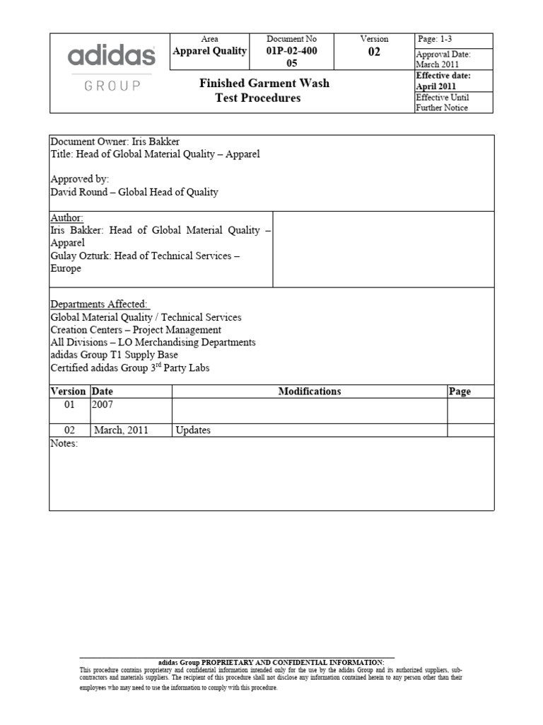 Finished Garment Wash Test Procedures | PDF