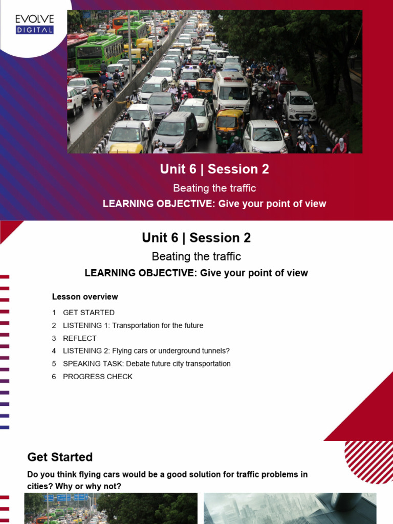 Unit 6 - Session 2: Beating The Traffic | PDF