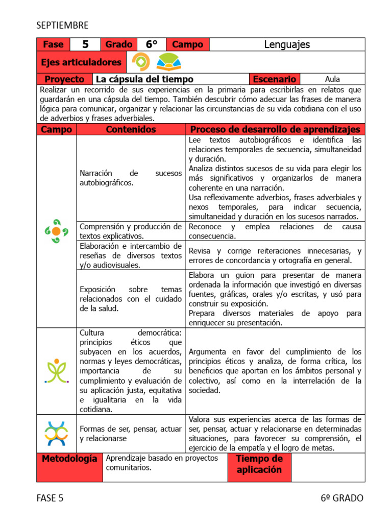 Proyecto de Cápsula del Tiempo 6° Grado | PDF | Artes del Lenguaje y ...