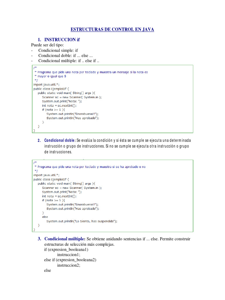 Estructuras de Control Java | PDF