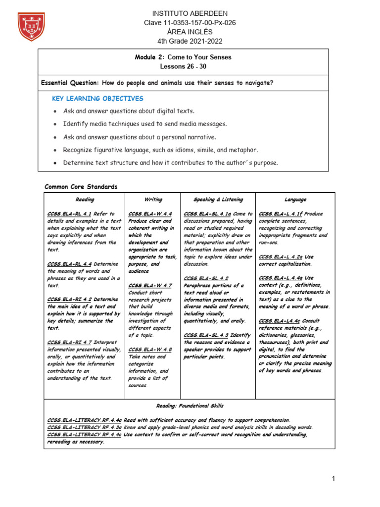 4th HMH Into Reading M2 Lessons 26 - 30 | PDF