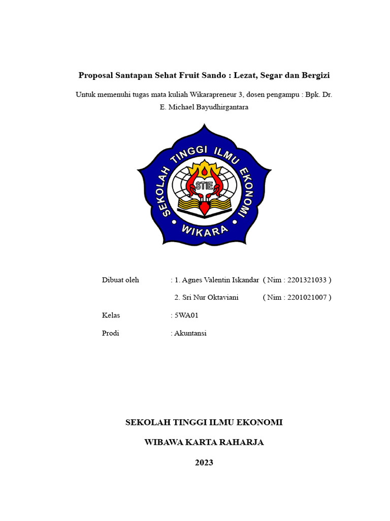 Proposal Santapan Sehat Fruit Sando | PDF