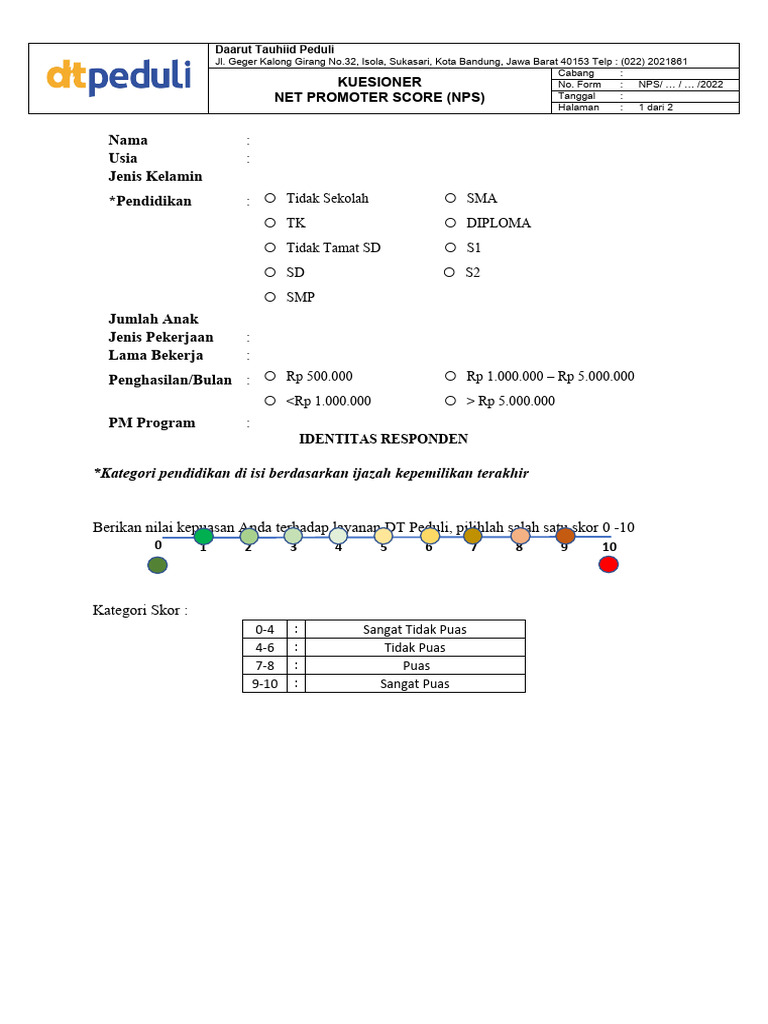 Kuesioner NPS | PDF