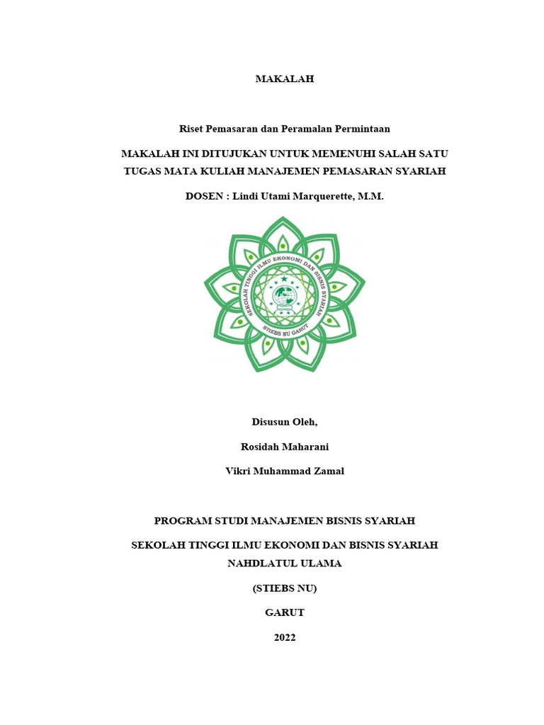 Riset Pemasaran Dan Peramalan Permintaan | PDF