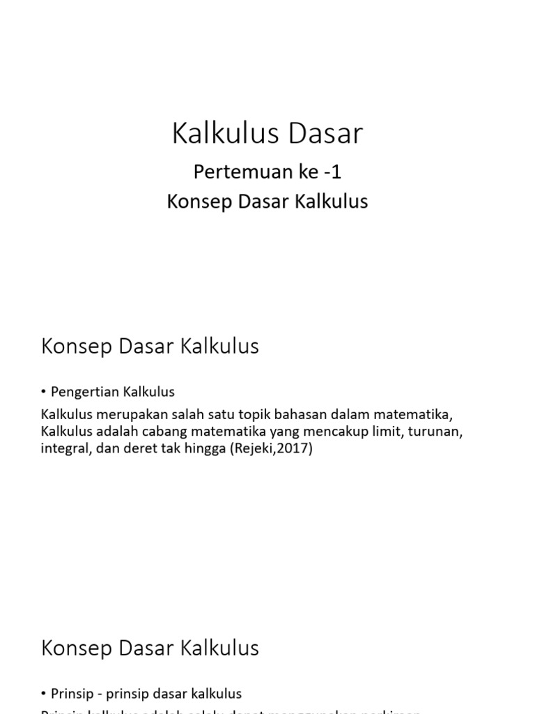 Kalkulus Dasar Pertemuan Ke - 1 | PDF