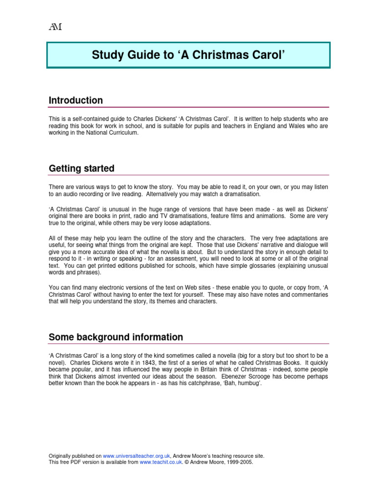 A-Study-Guide-to-A-Christmas-Carol | PDF