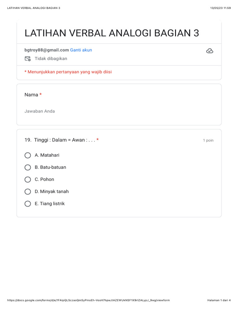 Latihan Verbal Analogi Bagian 3 | PDF