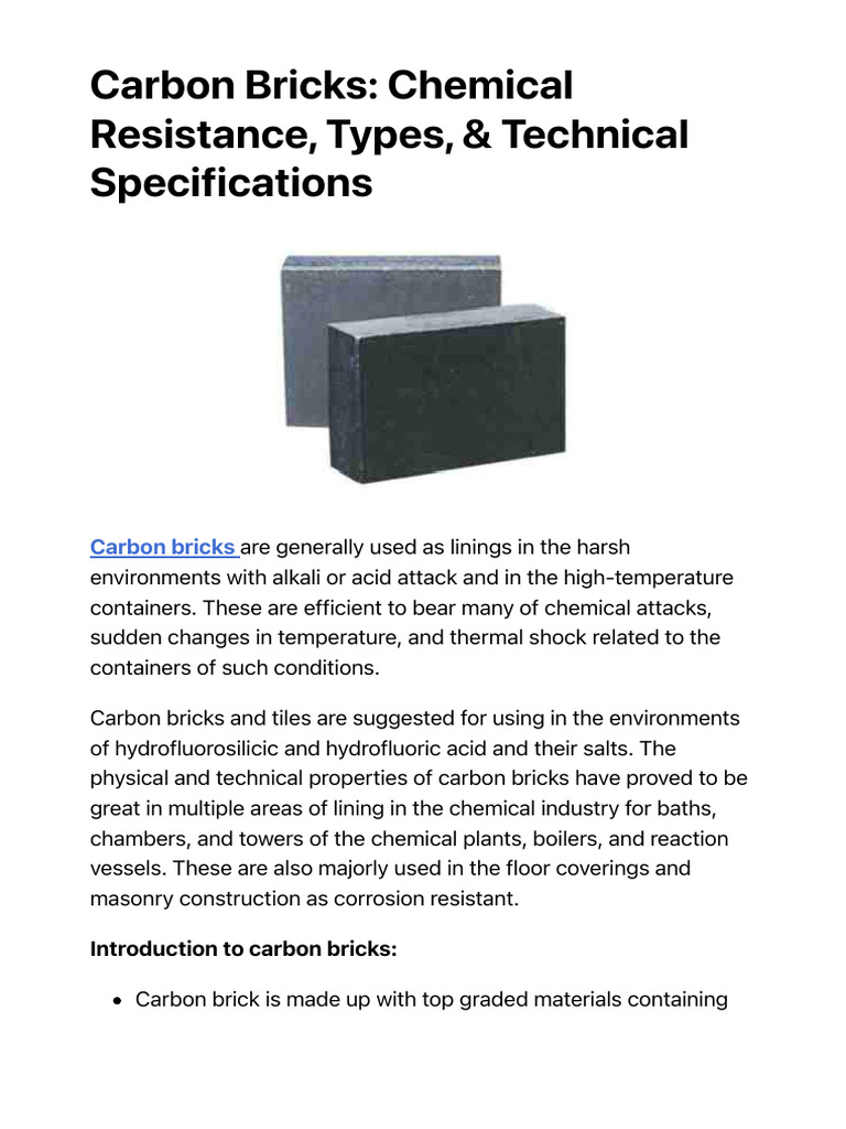 Carbon Bricks: Types & Resistance | PDF
