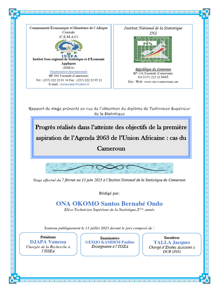 Progrès Réalisés Dans L'atteinte Des Objectifs de La Première Aspiration de L'agenda 2063 de L ...
