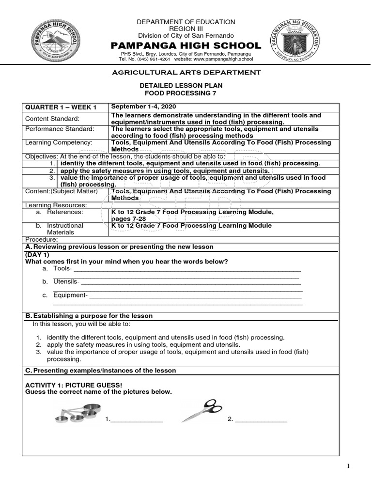 DLP Gr7 Food Processing 1st QTR Week1 6 Final PDF | PDF DLP Gr7 Food Processing 1st QTR Week1 6 Final PDF | PDF