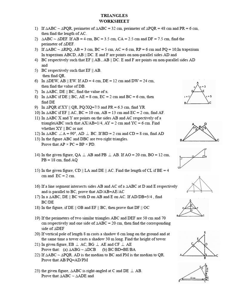 TRIANGLES W.S-1 Class 10 | PDF