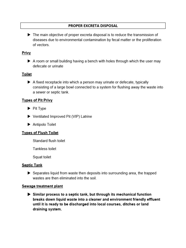 1 Proper Excreta Disposal | PDF