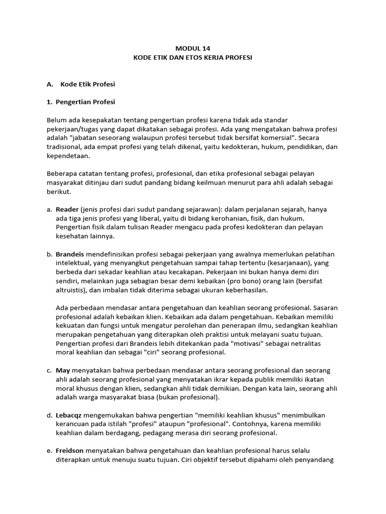 Modul 14 Kode Etik Profesi | PDF