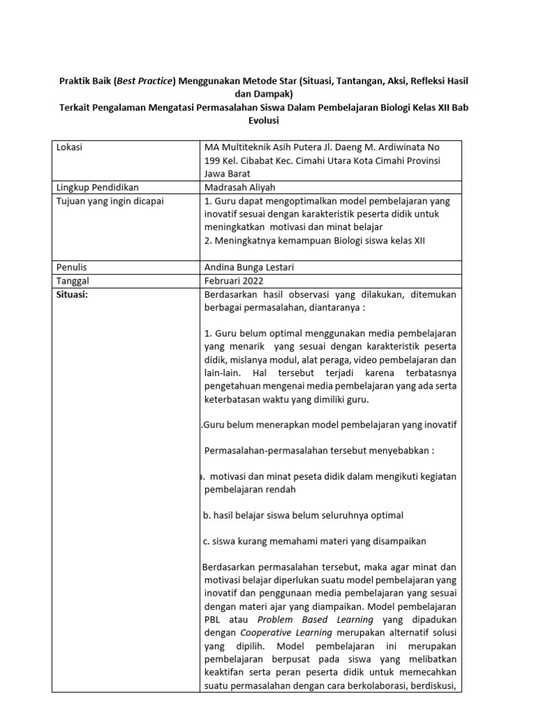 Best Practices Materi Evolusi Kelas 12 | PDF