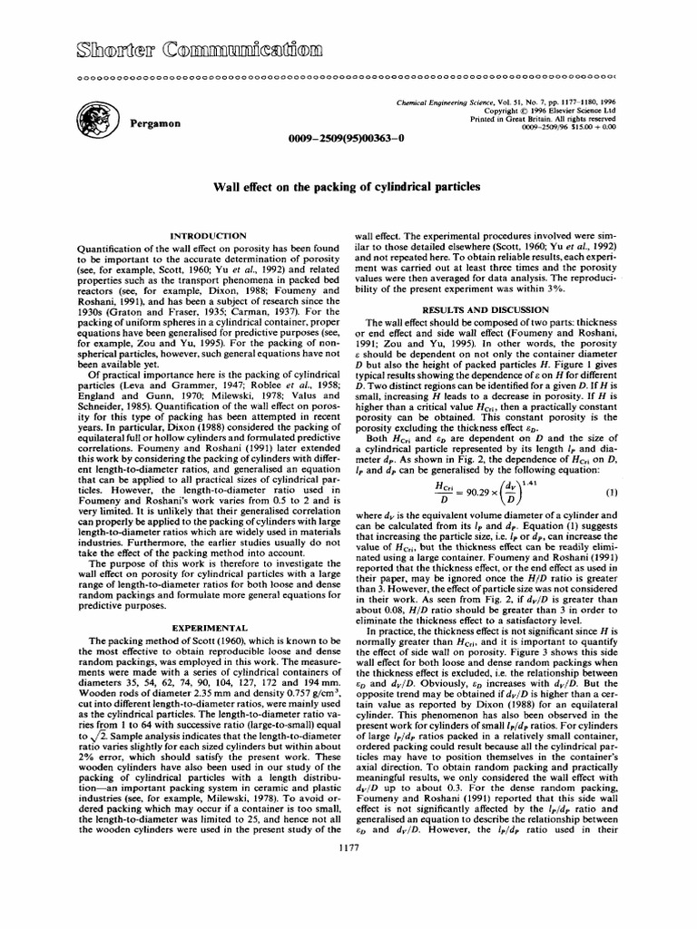 Wall Effect On The Packing of Cylindrical Particles 1996 | PDF