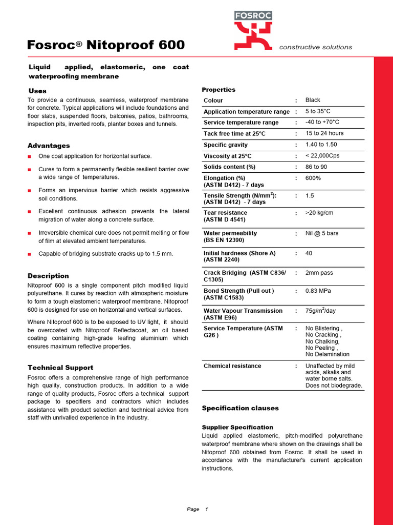 TDS Nitoproof 600 SEA | PDF