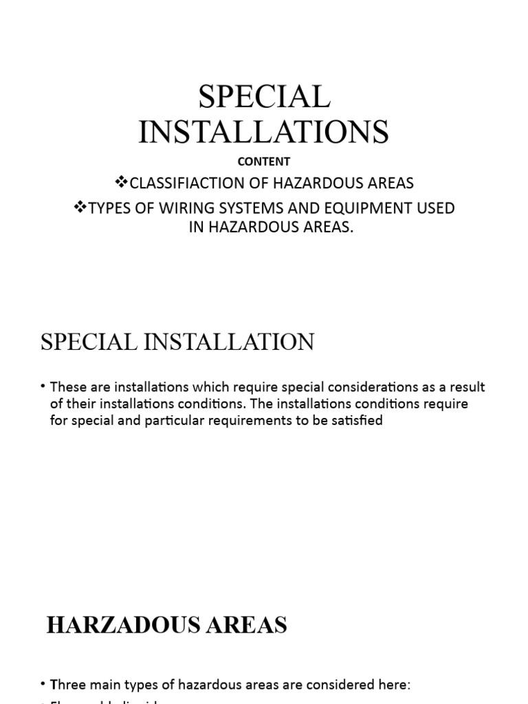 Special Installations in Hazardous Areas | PDF