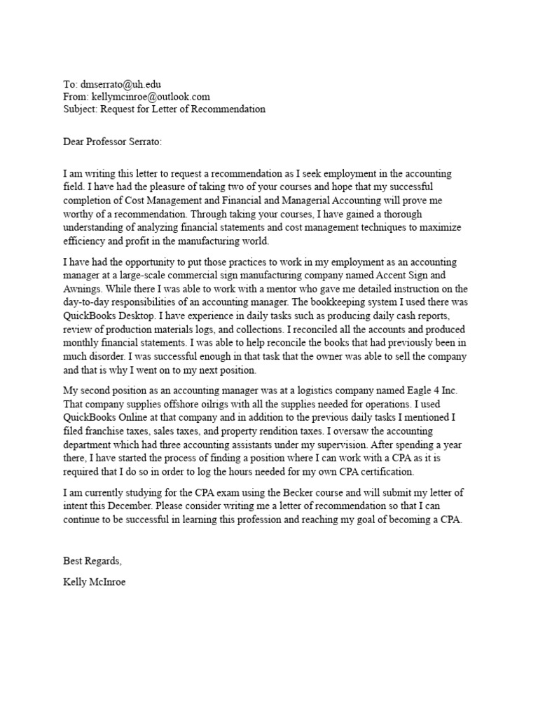 Let of Rec Request McInroe | PDF