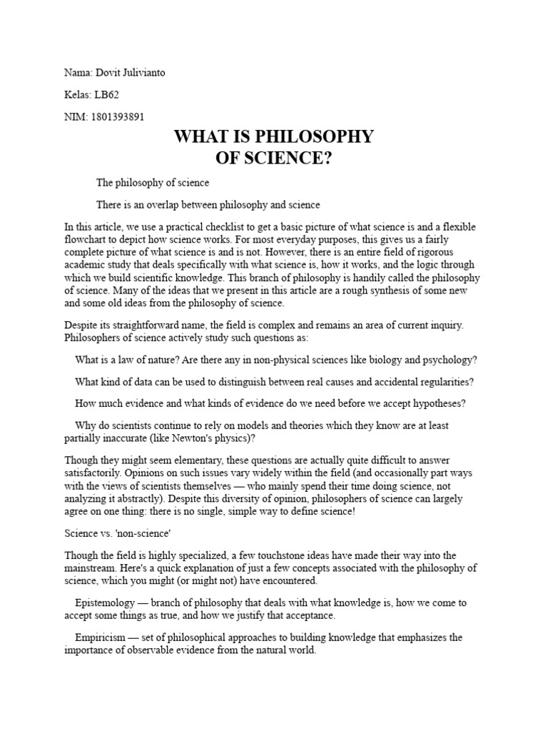 Understanding Philosophy of Science | PDF