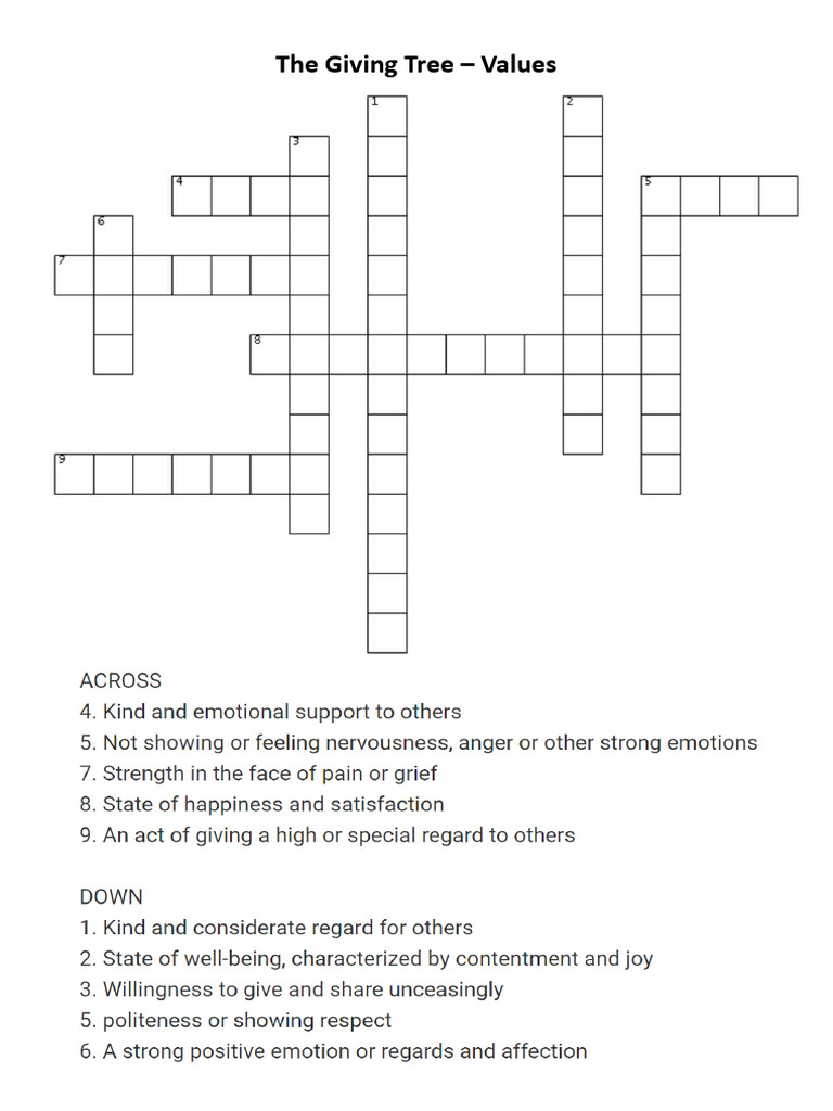 The Giving Tree Crossword Puzzle | PDF