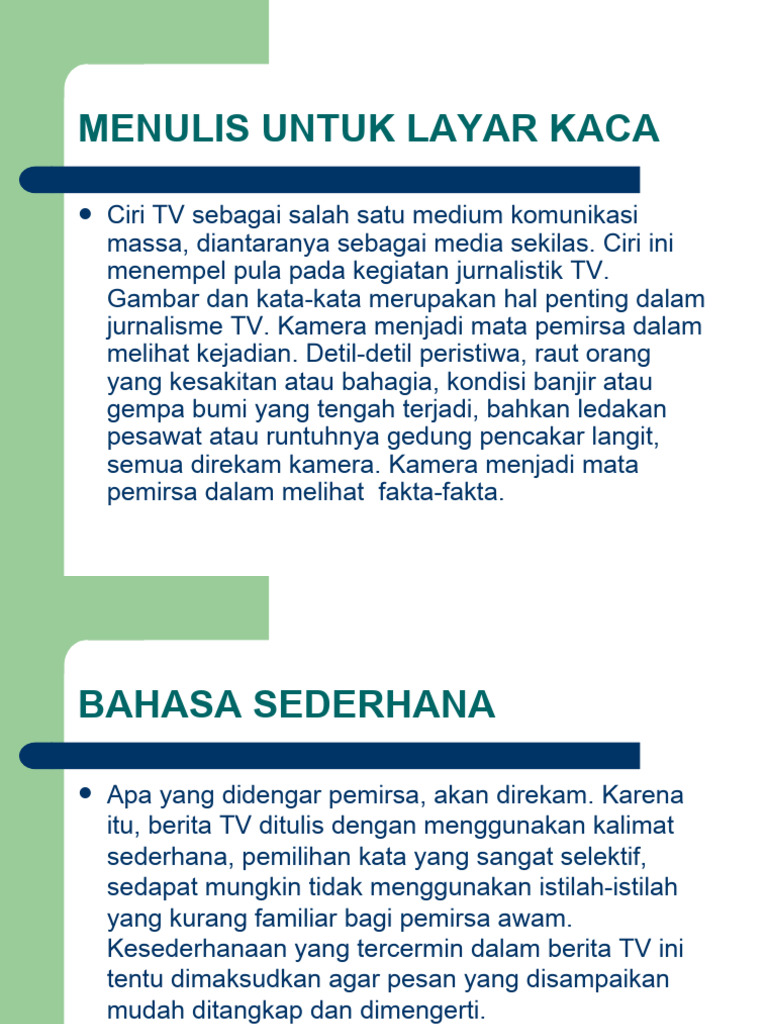 Menulis Untuk Layar Kaca | PDF