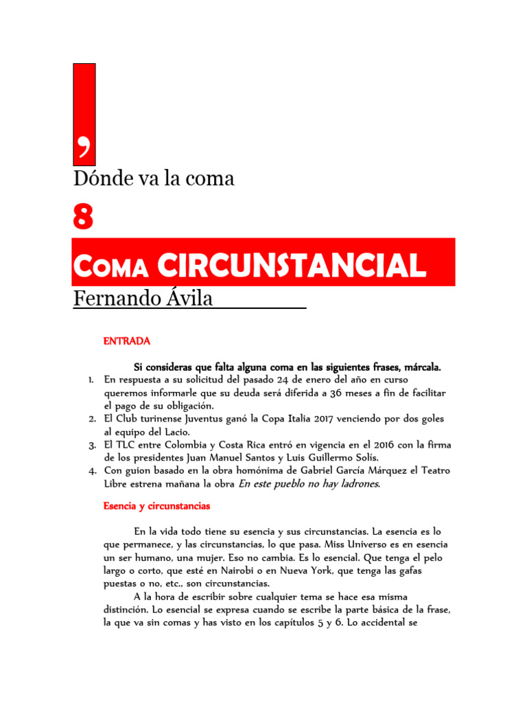 COMA CIRCUNSTANCIAL CAPÍTULO 8 | PDF