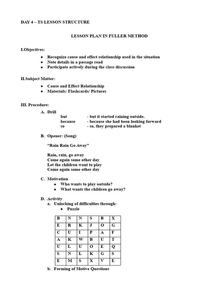 ALS - Four Pronged Approach Lesson Structure Sample | PDF | Cognitive Science | Cognition