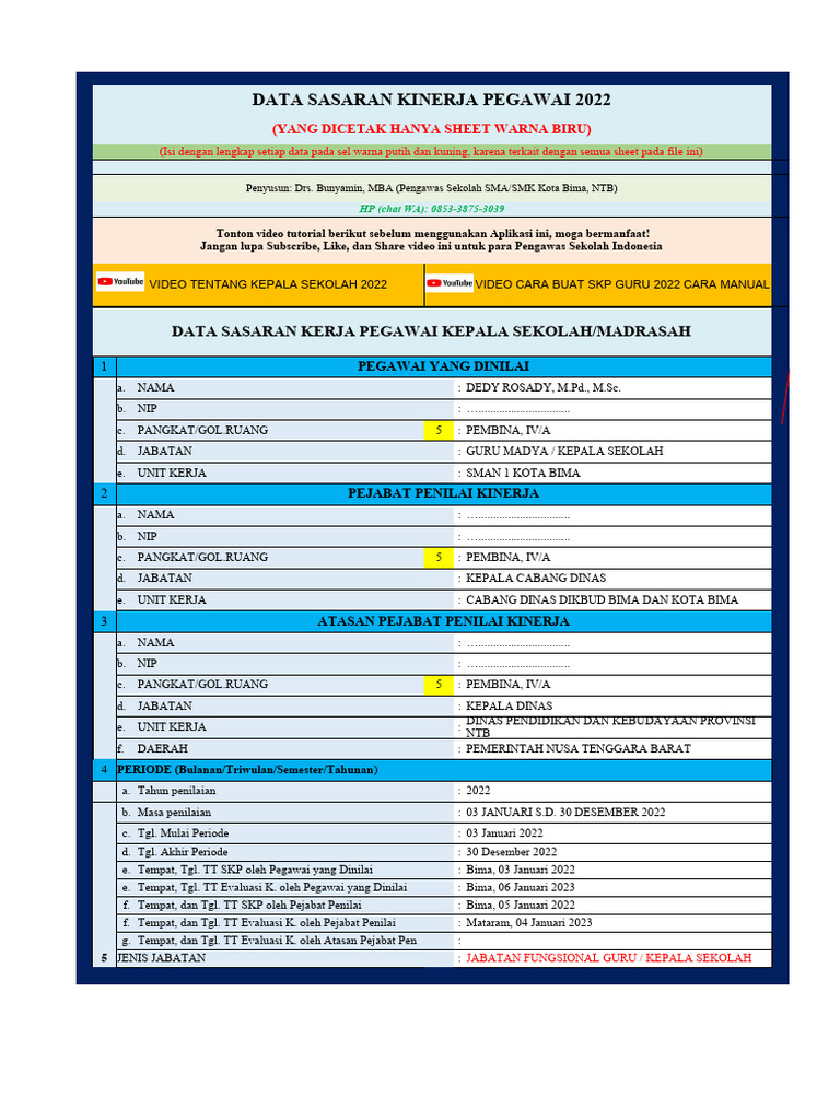 Form SKP JF Kepala Sekolah Kuantitatif 2022 | PDF