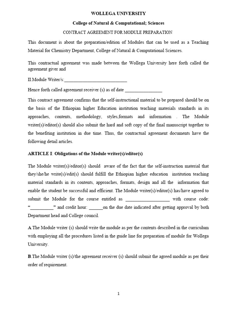 Module Agreement Form | PDF