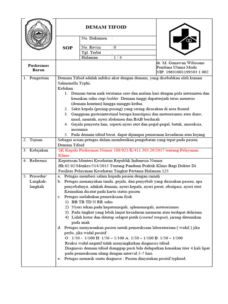 Sop Demam Tifoid | PDF | Pengembangan Diri