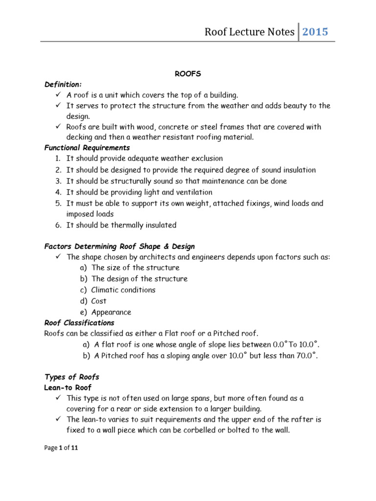 ROOFS Lecture Notes | PDF