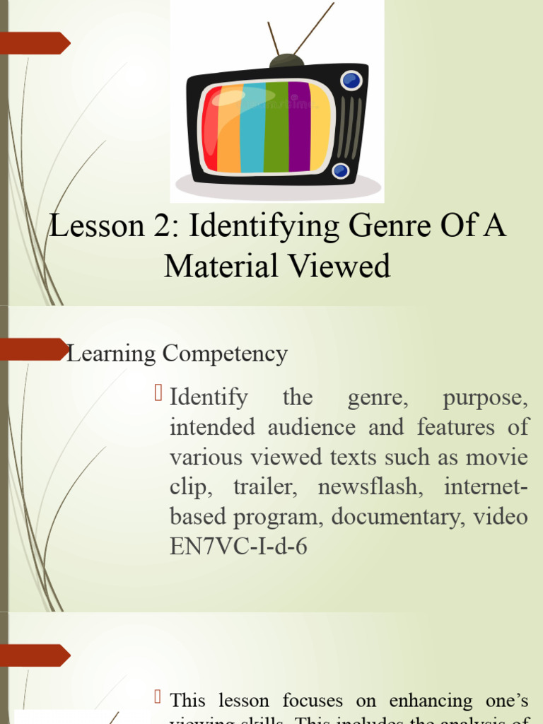 Q1 LESSON 1 Identifying Genre of A Material Viewed Copy For Learners ...