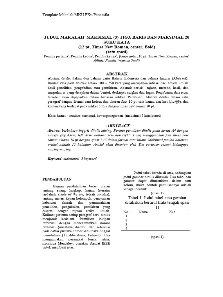 Template Makalah MKU PKn-Pancasila | PDF