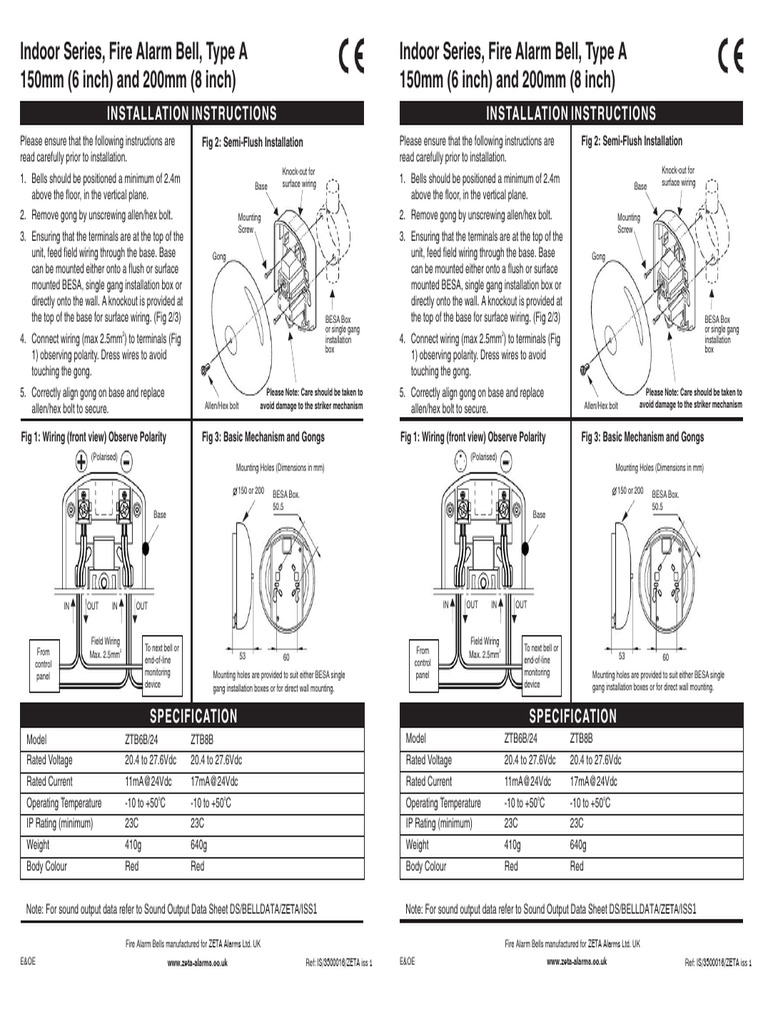 Fire Alarm Bell Installation Manual | PDF