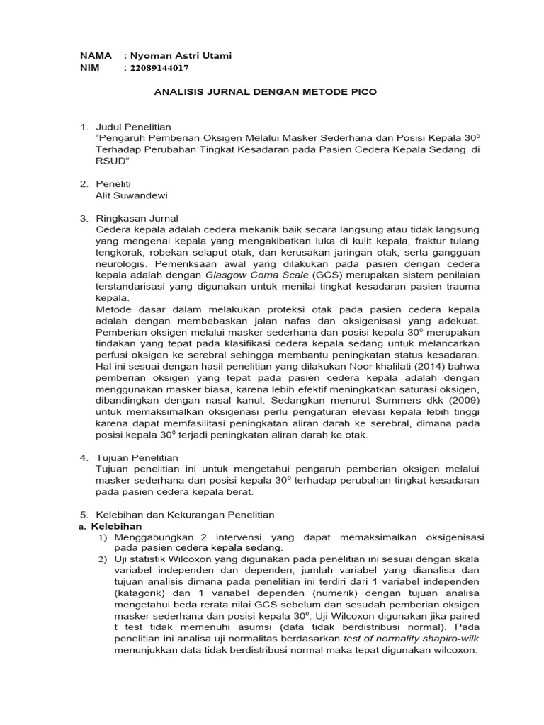 Astri-Analisis Jurnal Denga Metode PICO | PDF