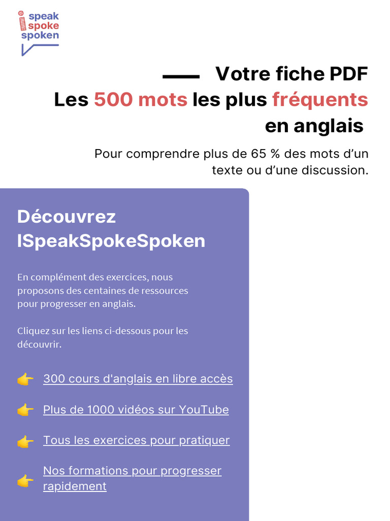 Liste des 500 mots fréquents en anglais | PDF