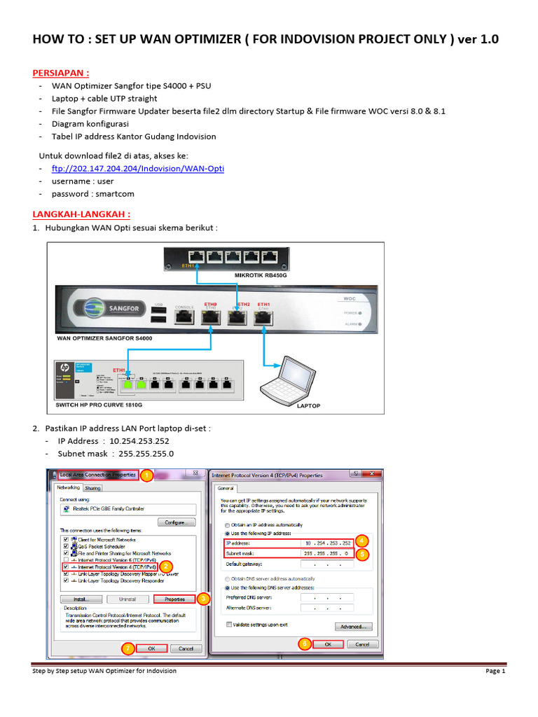 How To Set Up WAN Optimizer Sangfor (For Indovision Project Only) | PDF