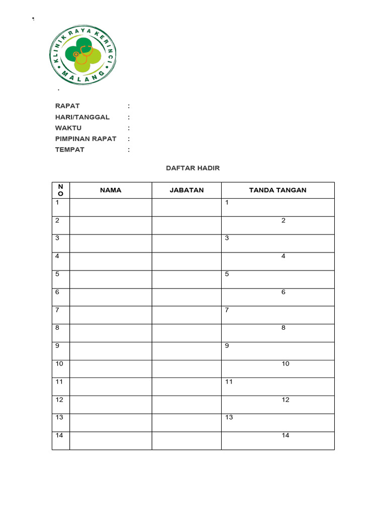 Template Presensi Dan Notulensi | PDF