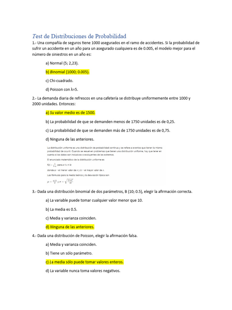 Test de Dist de Prob Opcion M | PDF