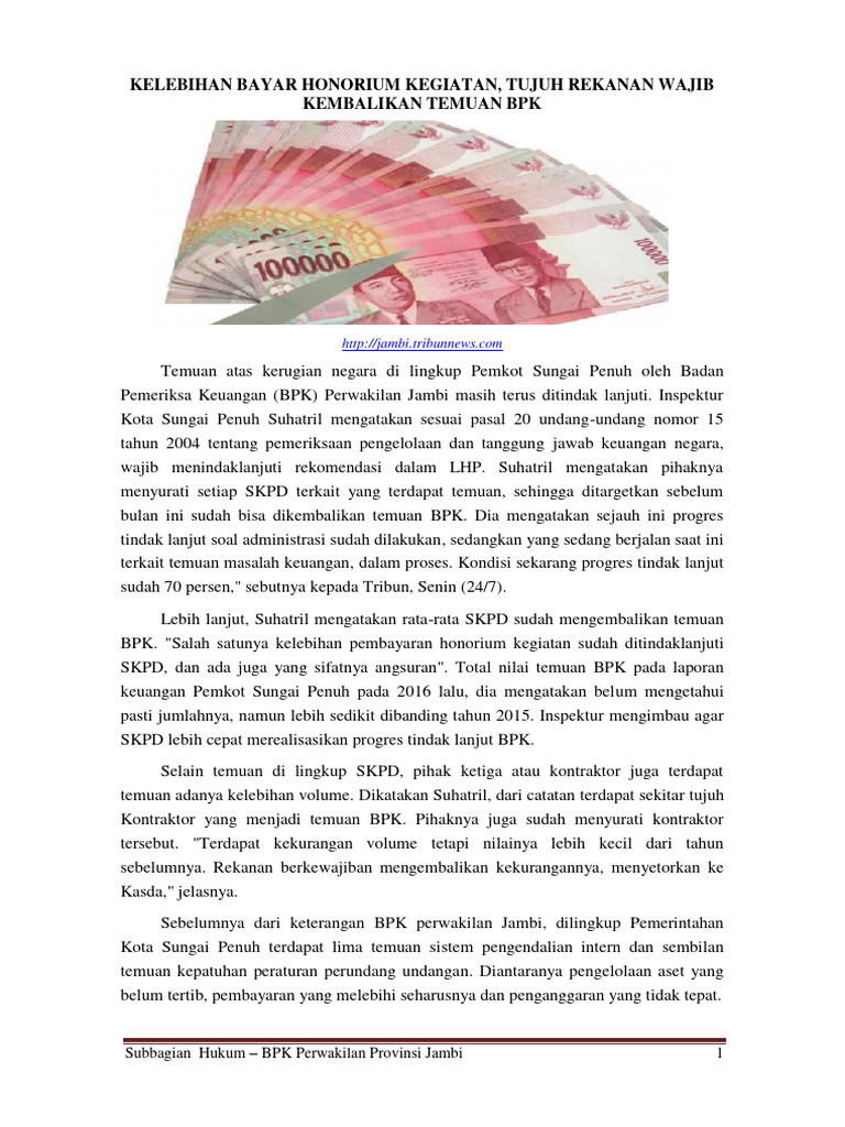 Temuan Honorarium Kegiatan | PDF