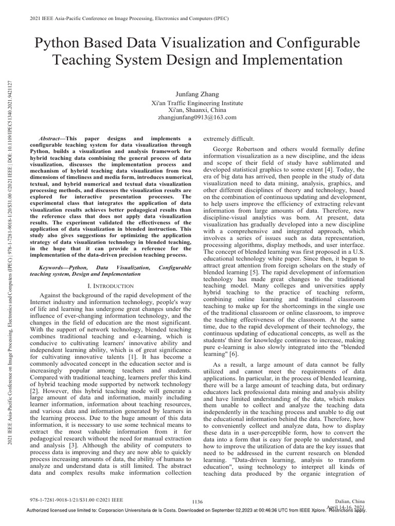 Python Based Data Visualization and Configurable Teaching System Design and Implementation | PDF
